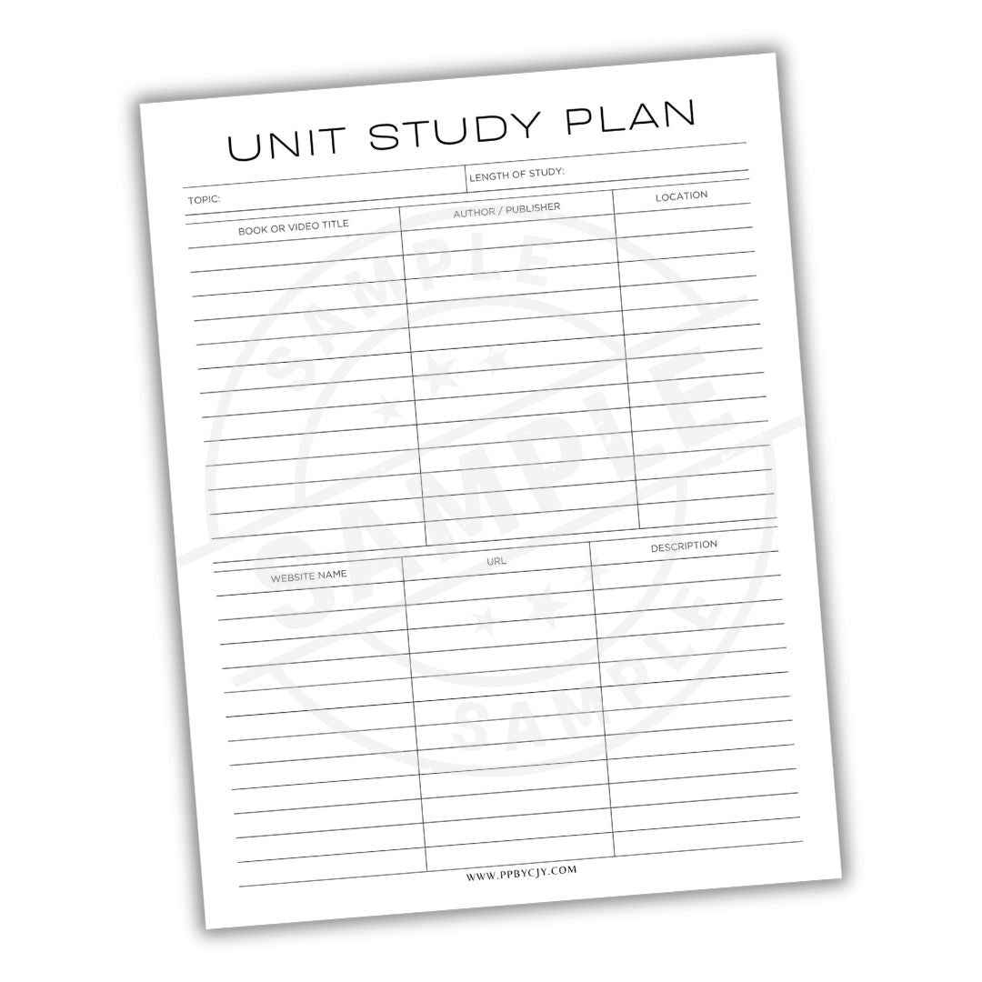 Unit Study Planner Printable PDF | Homeschool & Lesson Organizer ...