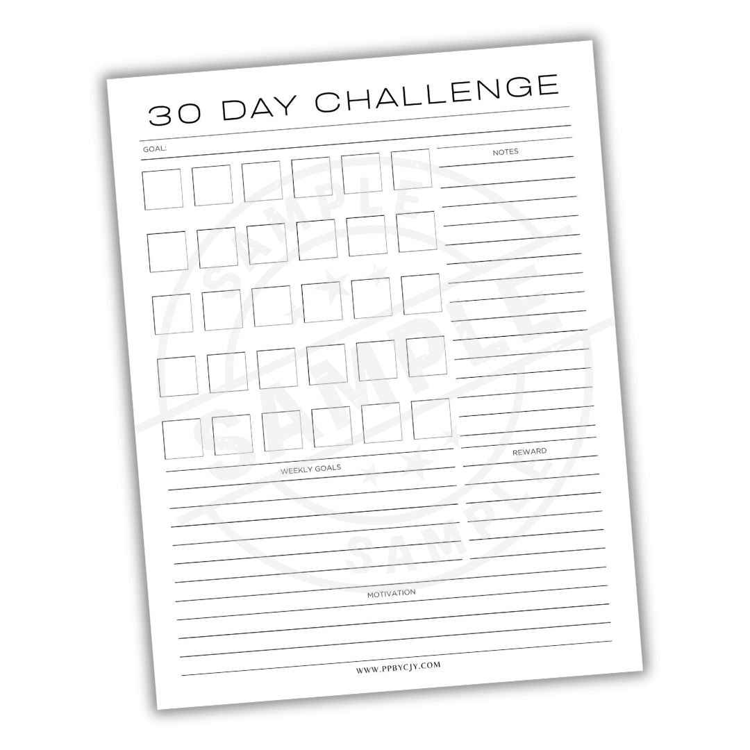 30 Day Goal Challenge Printable Template | Goal and Habit Tracker PDF ...