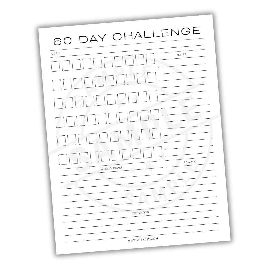 60 Day Goal Challenge - Printable PDF Template for Achieving Success ...