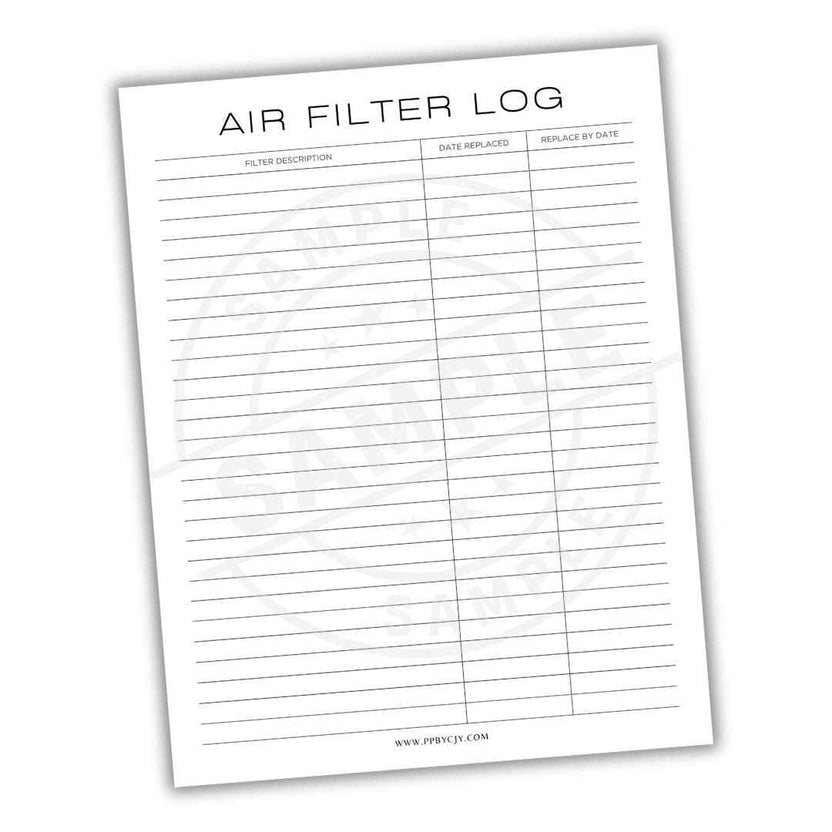 Air Filter Replacement Log PDF | Home Maintenance Tracker – Printable ...