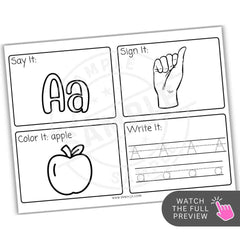 Alphabet Worksheet Printable | Say It, Sign It, Color It & Write It ...