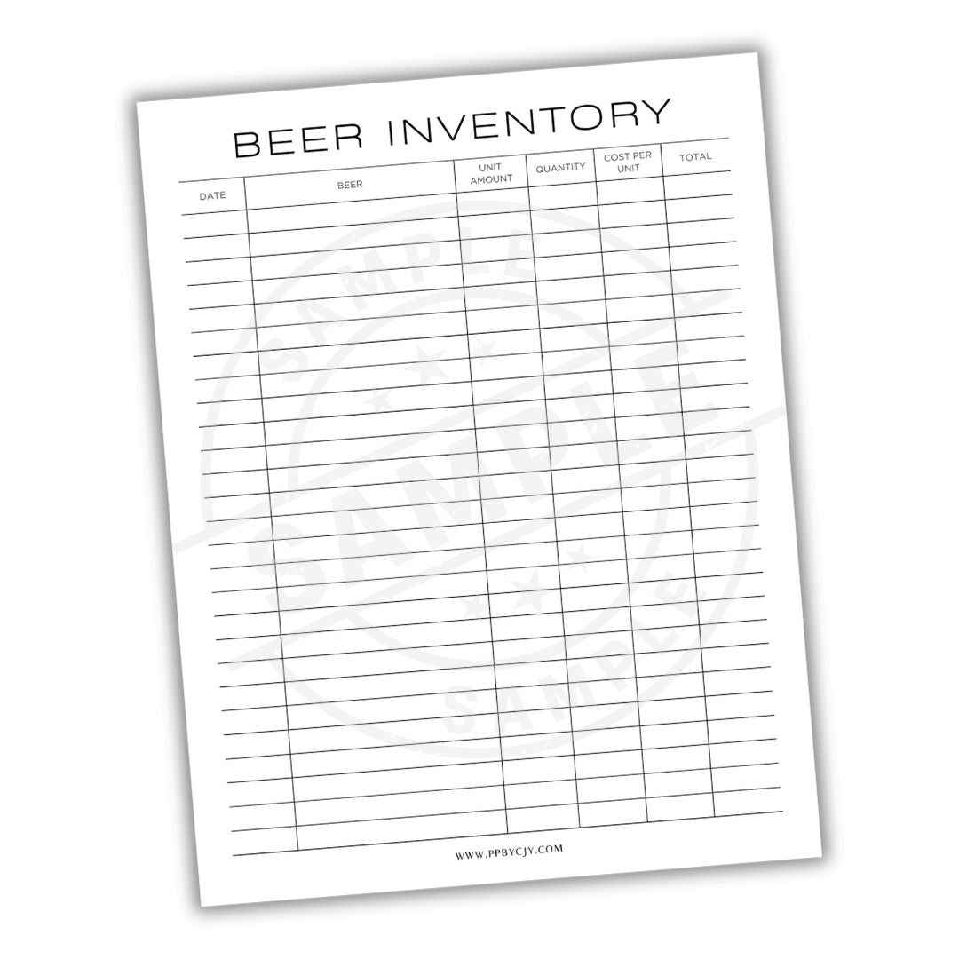 Beer Inventory Tracker Printable PDF | Beer Collection & Stock Log ...