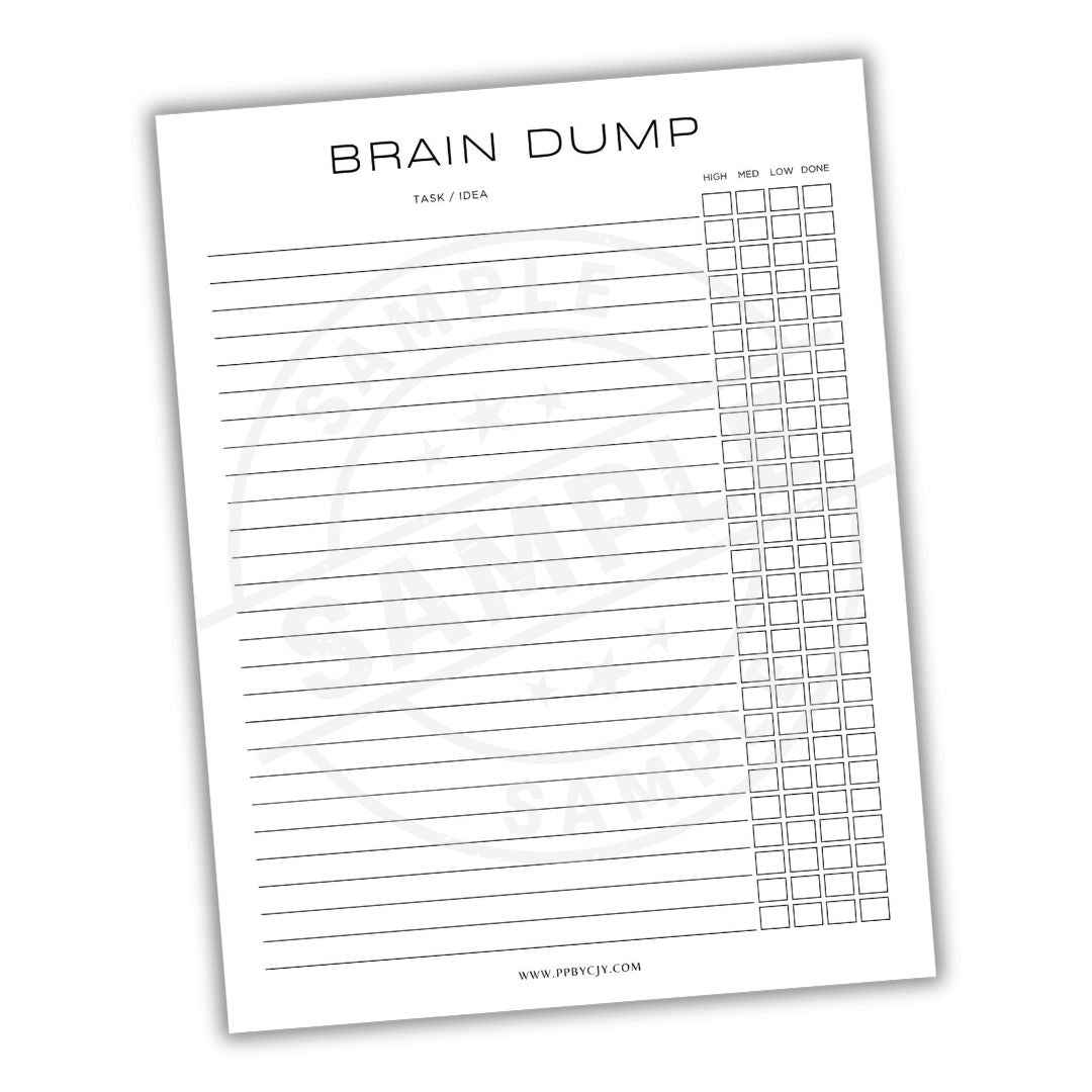 Brain Dump Printable PDF | Multi-Section Organizer for Tasks & Ideas ...