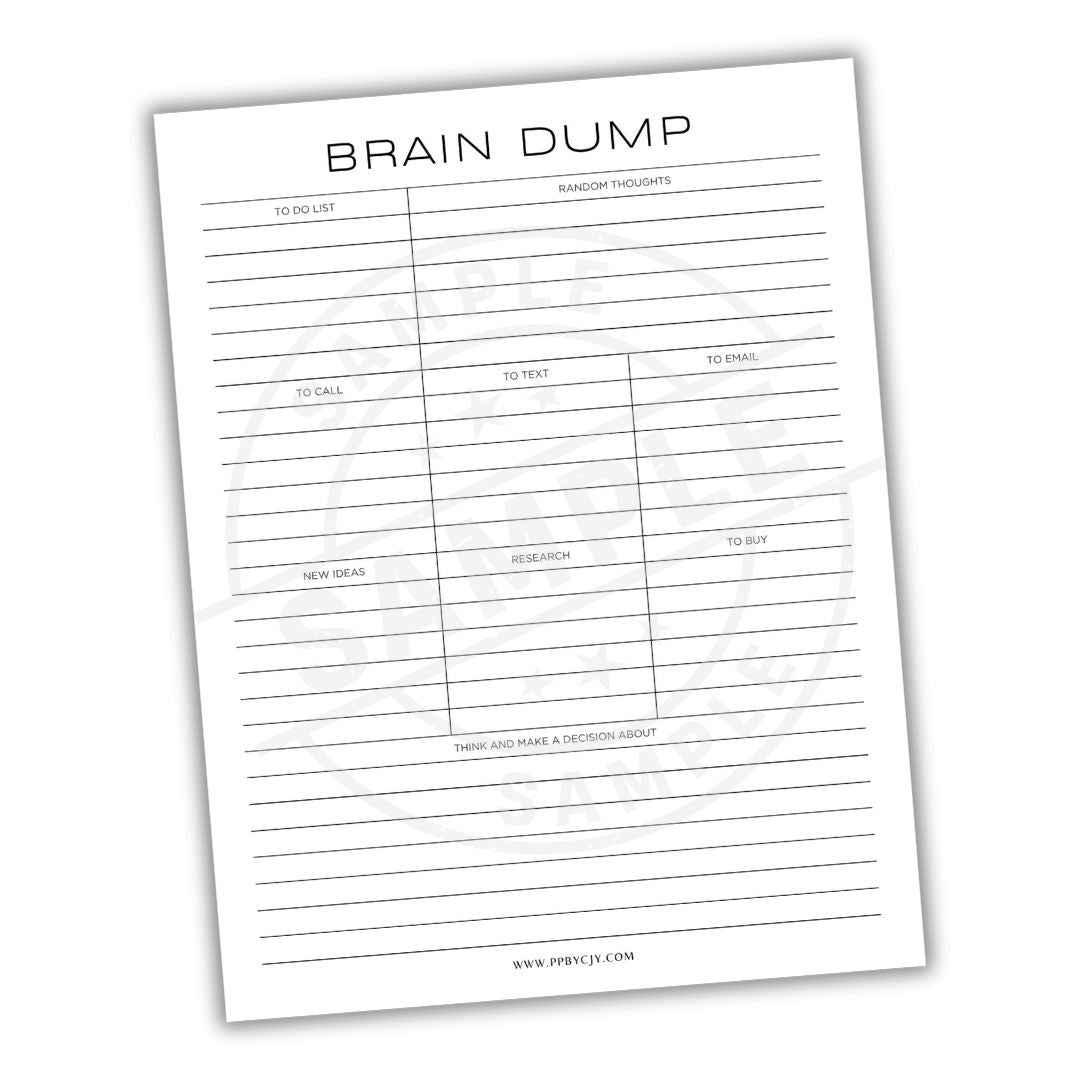 Brain Dump Printable PDF | Sectioned Organizer for Ideas, Tasks & Notes ...