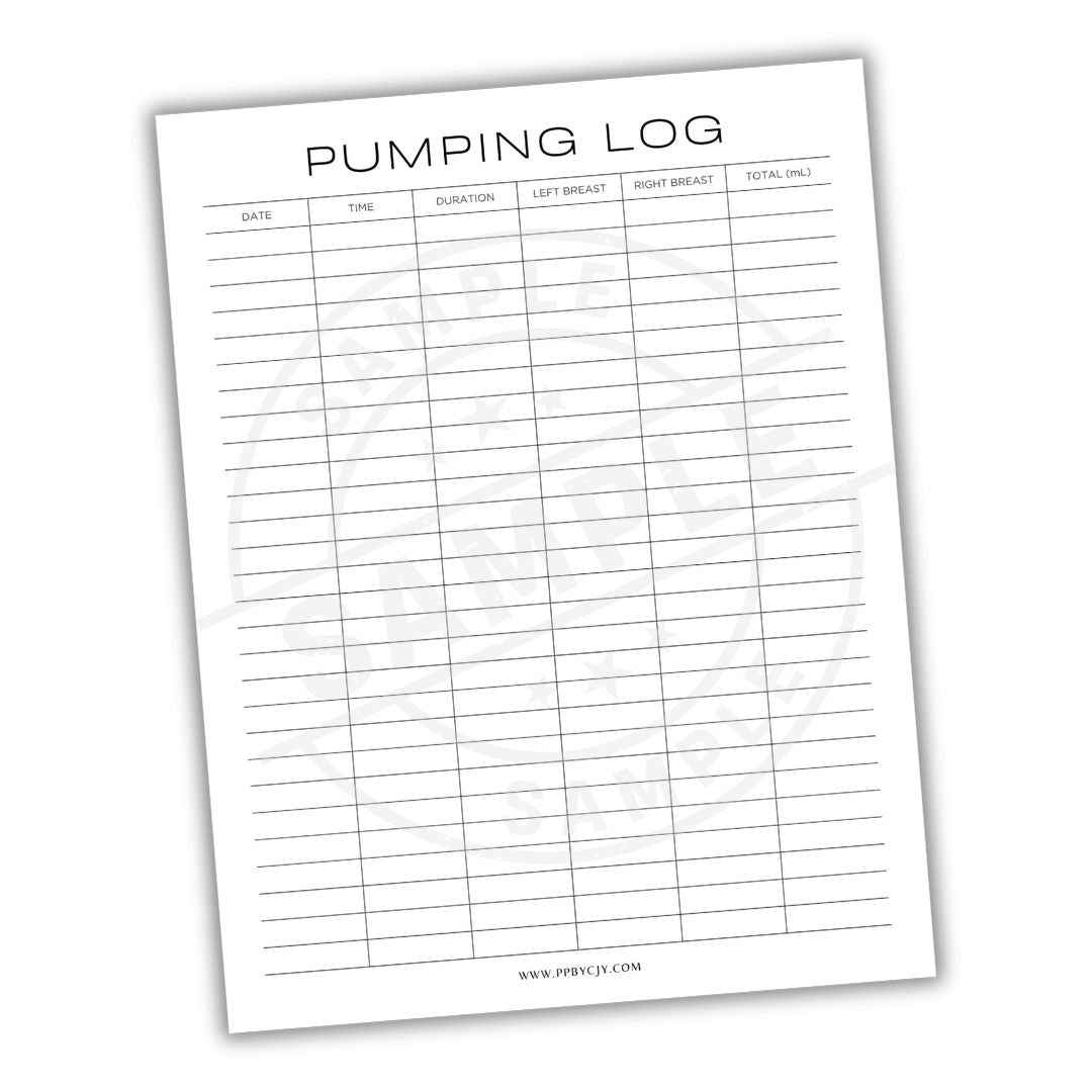 Breastfeeding Pumping Log Printable PDF | Track Milk, Time & Duration ...
