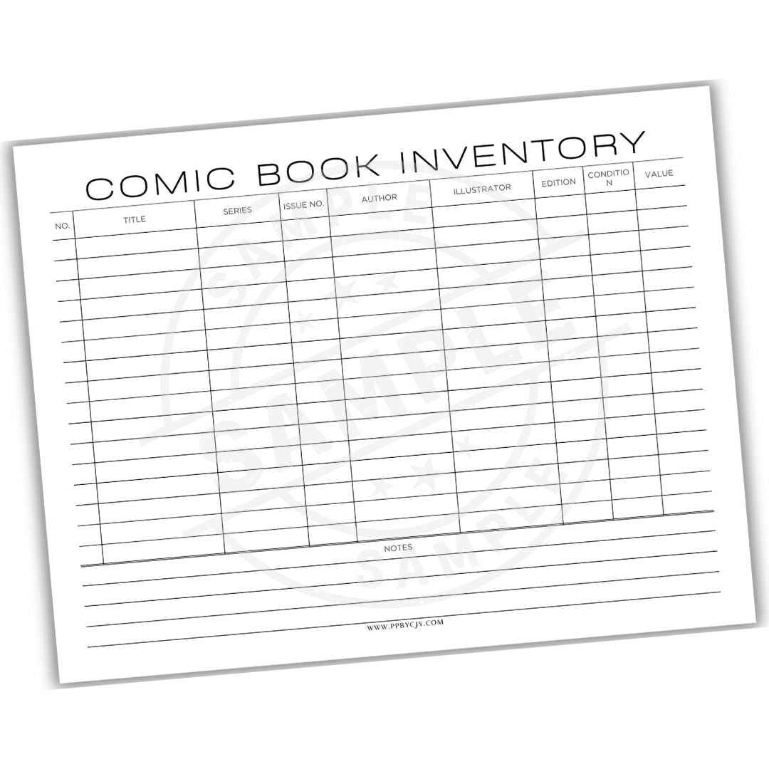 Comic Book Inventory Printable PDF | Comic Collection Tracker Sheet ...
