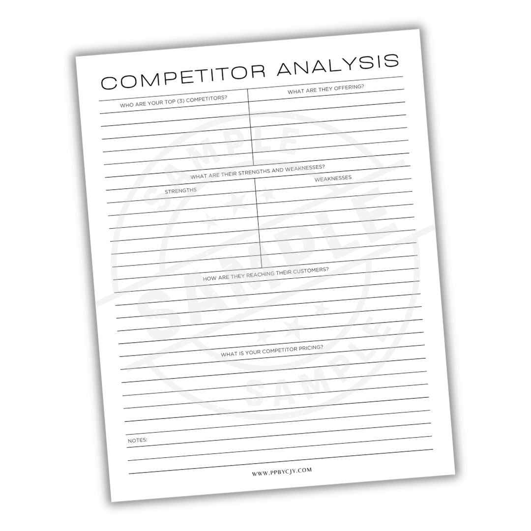 Competitor Analysis Printable PDF | Track Competitors & Market Insights ...