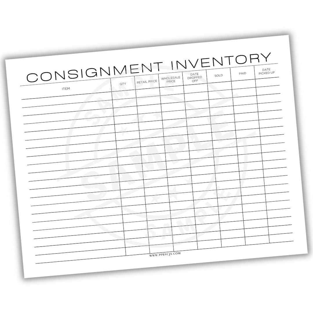 Consignment Inventory Printable PDF | Track Items, Prices & Sales ...