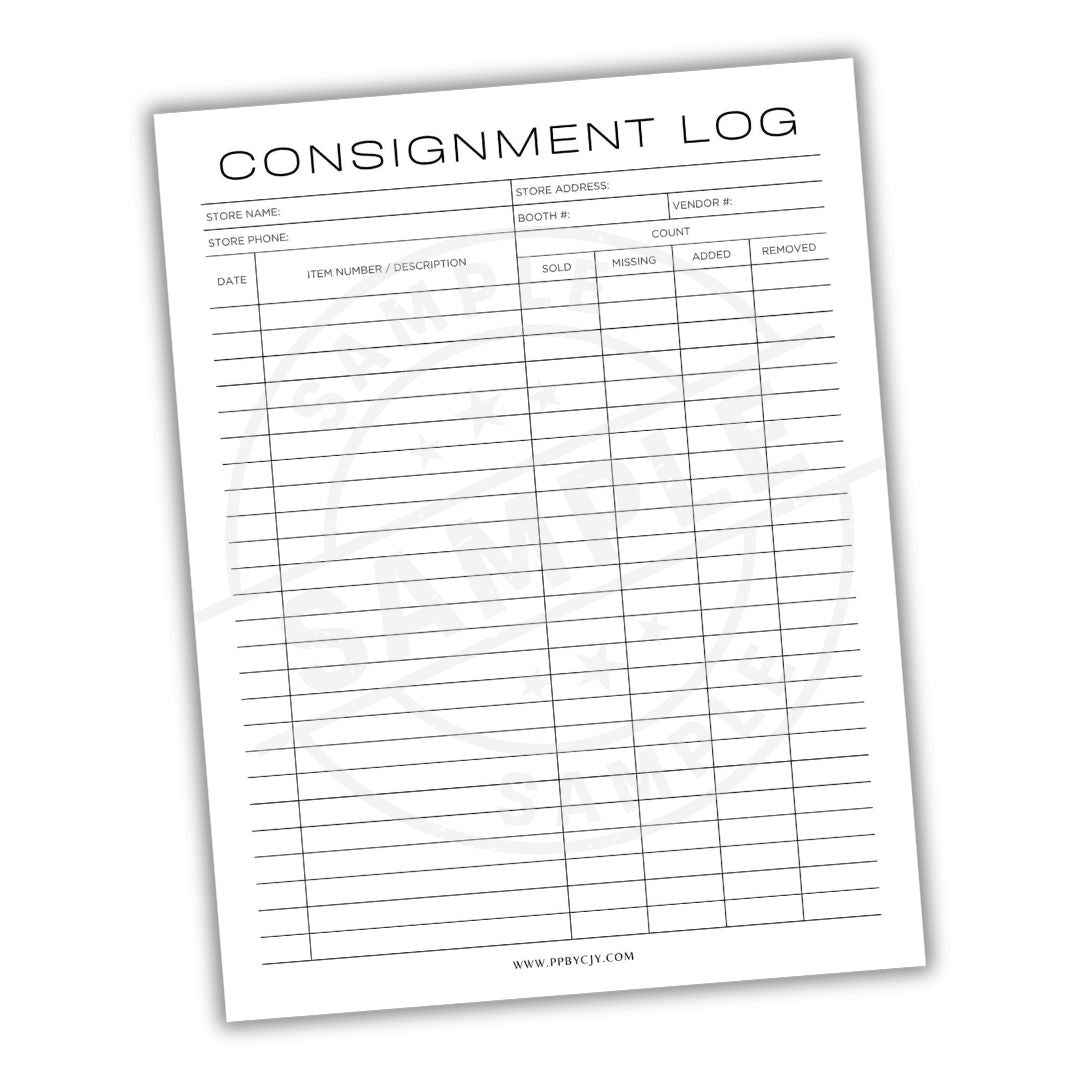 Consignment Tracker Printable PDF | Track Items, Sales & Payouts ...