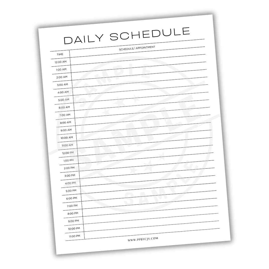 Daily Schedule Printable PDF Template - Organize Your Day Effectively ...