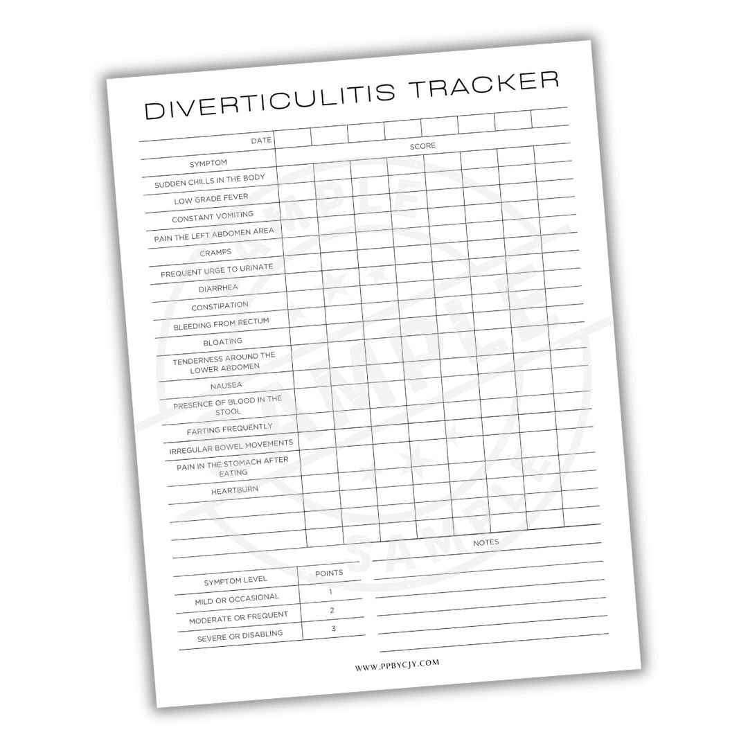 Diverticulitis Tracker | Printable Symptom Log | Instant Digital ...