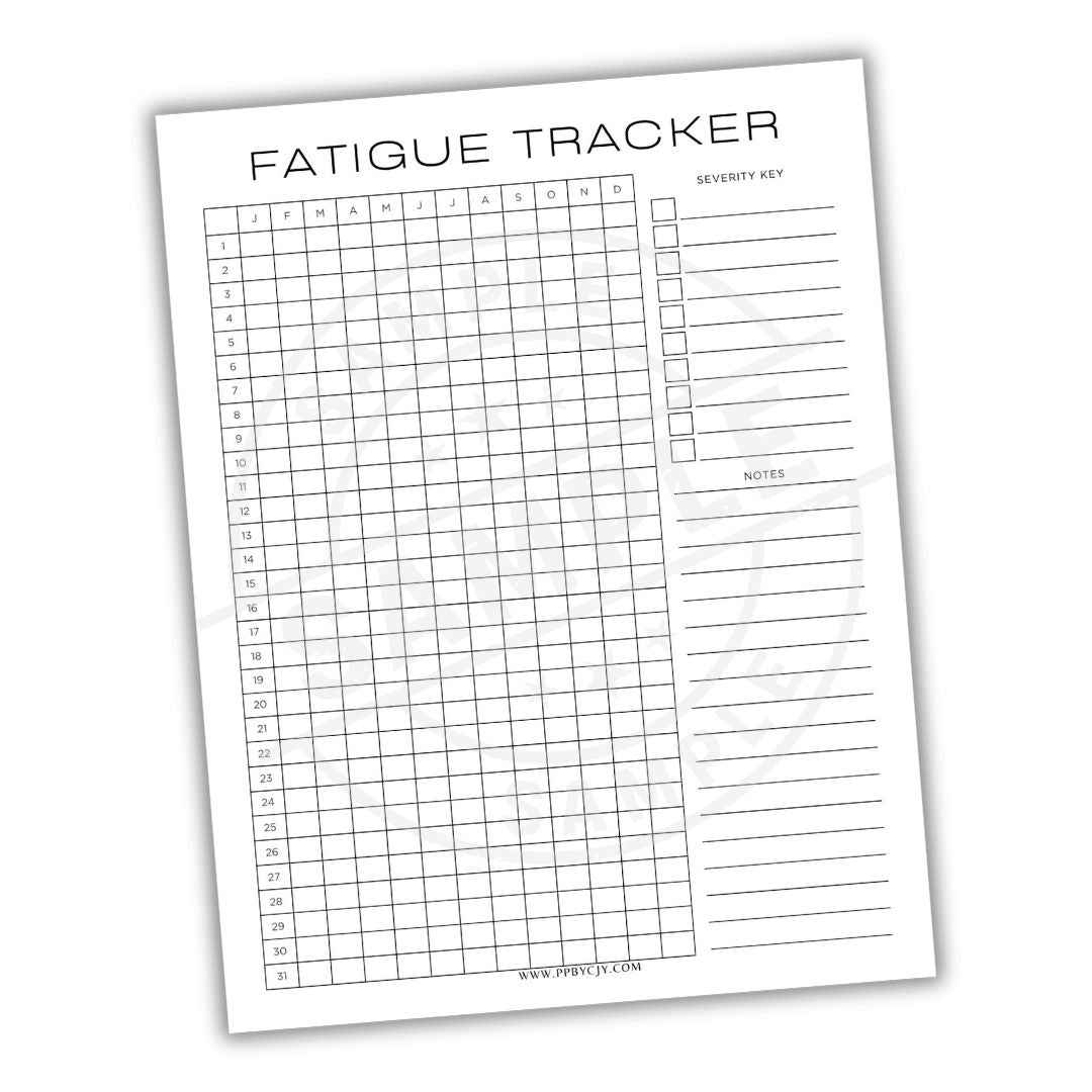 Fatigue Tracker Printable PDF | Daily Energy Log | Digital Download ...
