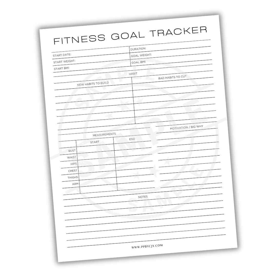 Fitness Goal Tracker | Printable Workout Planner | Digital Download ...