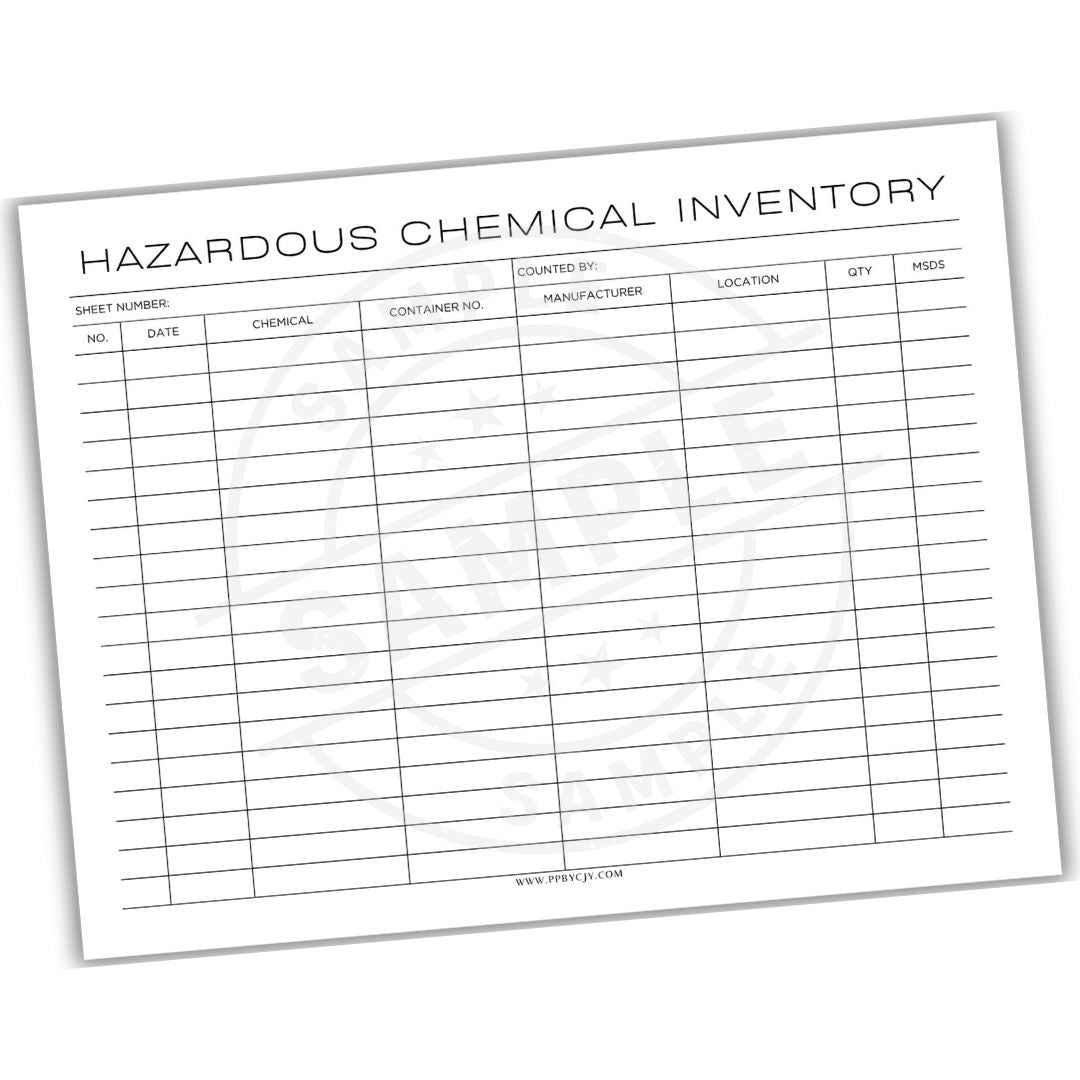 Hazardous Chemical Inventory Printable Template | Digital Download for ...