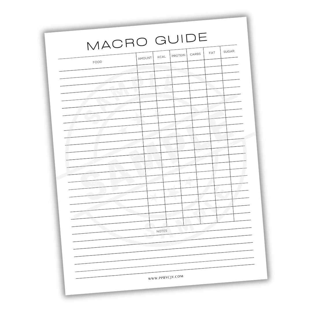 Macro Guide Sheet Printable PDF | Daily Nutrition & Macro Tracker ...