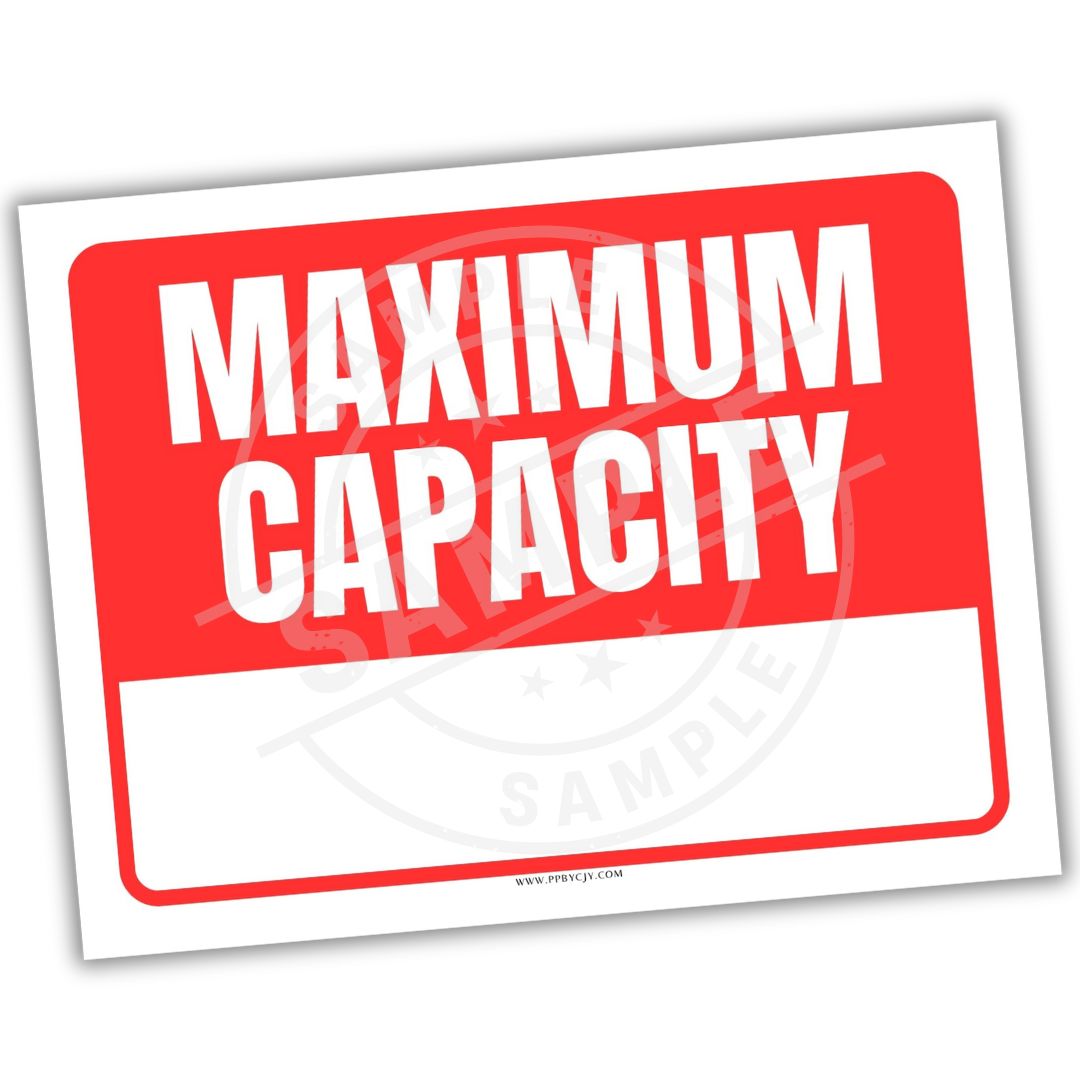 Maximum Capacity Sign | Safety & Occupancy Limit PDF – Printable Pages ...