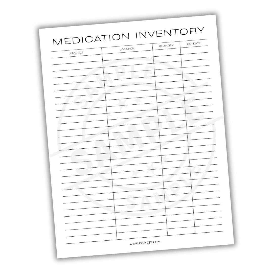 Medication Inventory Printable PDF | Track Prescriptions & Dosages ...