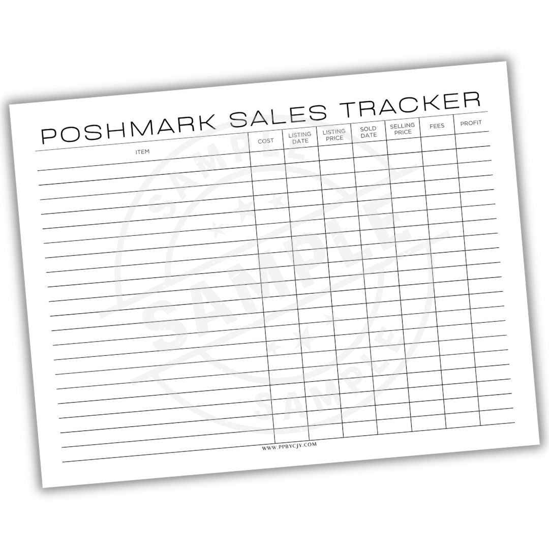 Poshmark Sales Tracker Printable PDF | Track Items, Prices & Profits ...