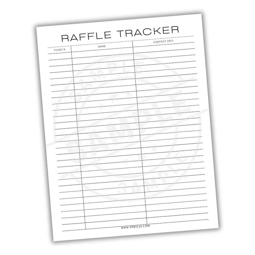 Raffle Ticket Tracker Printable PDF | Fundraiser & Giveaway Organizer ...