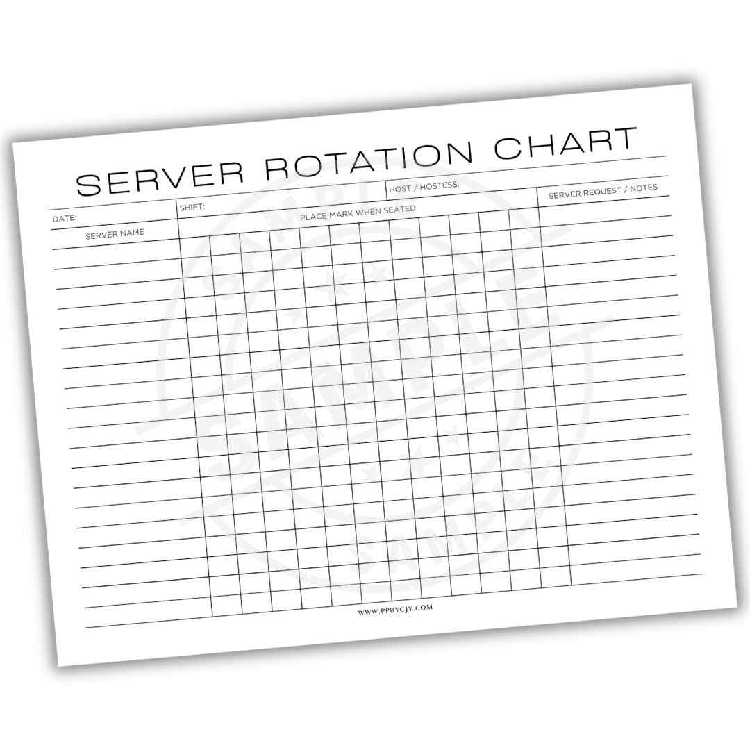 Restaurant Server Rotation Chart Printable PDF | Server Scheduling Tool ...
