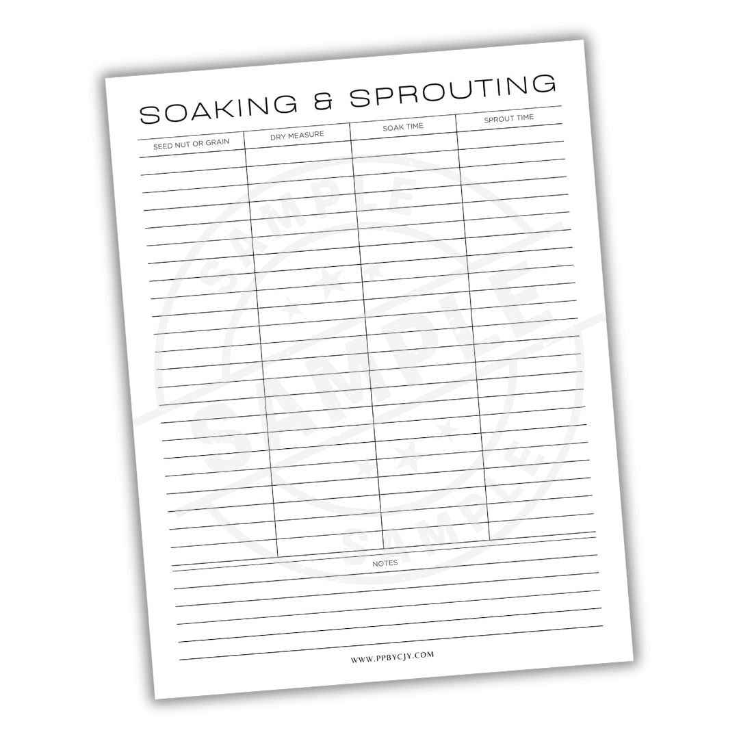 Soaking & Sprouting Log | Printable Gardening Tracker | Digital ...