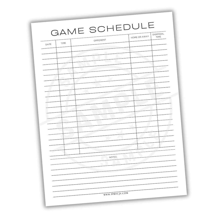 Sports Team Game Schedule Printable | Season Game Planner – Printable ...