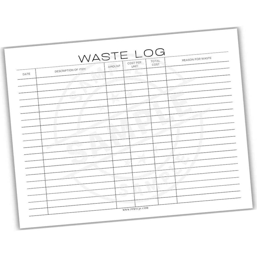 Waste Log | Printable Waste Tracker | Digital Download – Printable ...