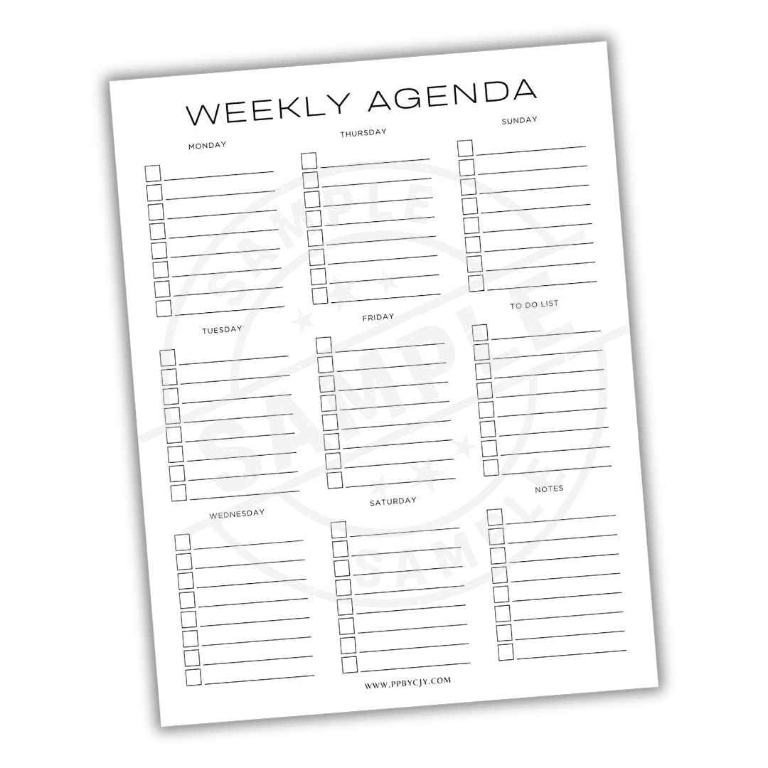 Weekly Agenda Printable PDF Template | Plan Tasks & Stay Organized ...