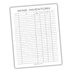 Wine Inventory Printable PDF Template | Organize Cellar & Track Bottles ...