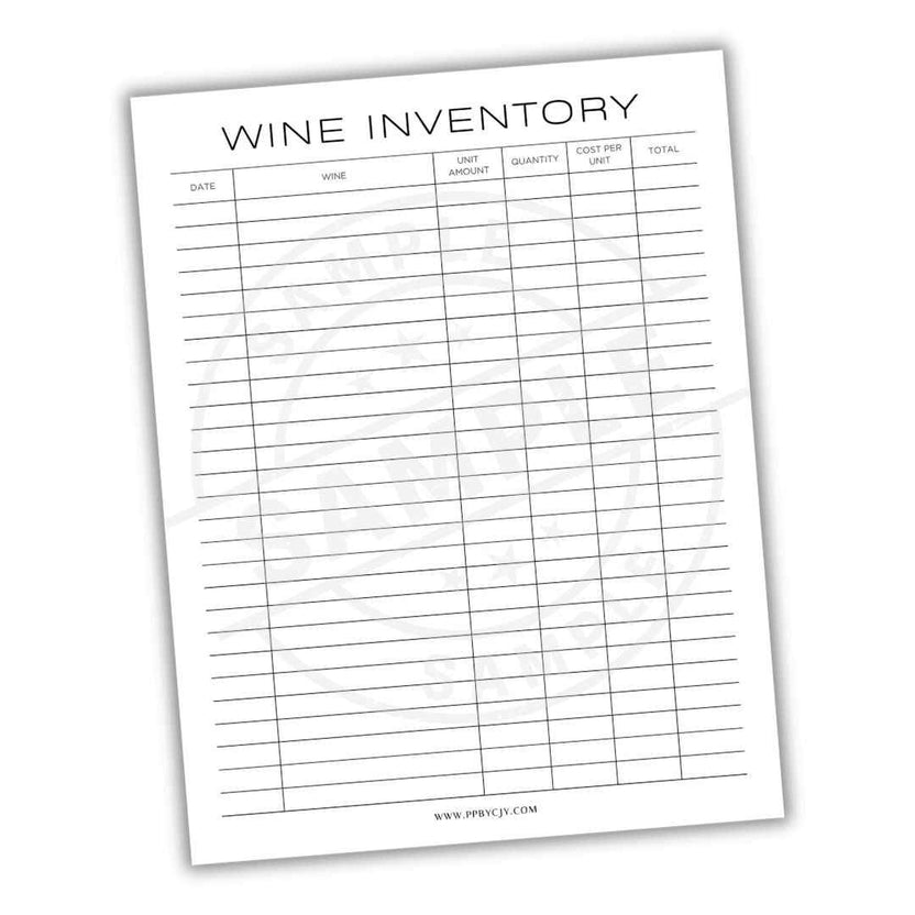 Wine Inventory Printable PDF Template | Organize Cellar & Track Bottles ...