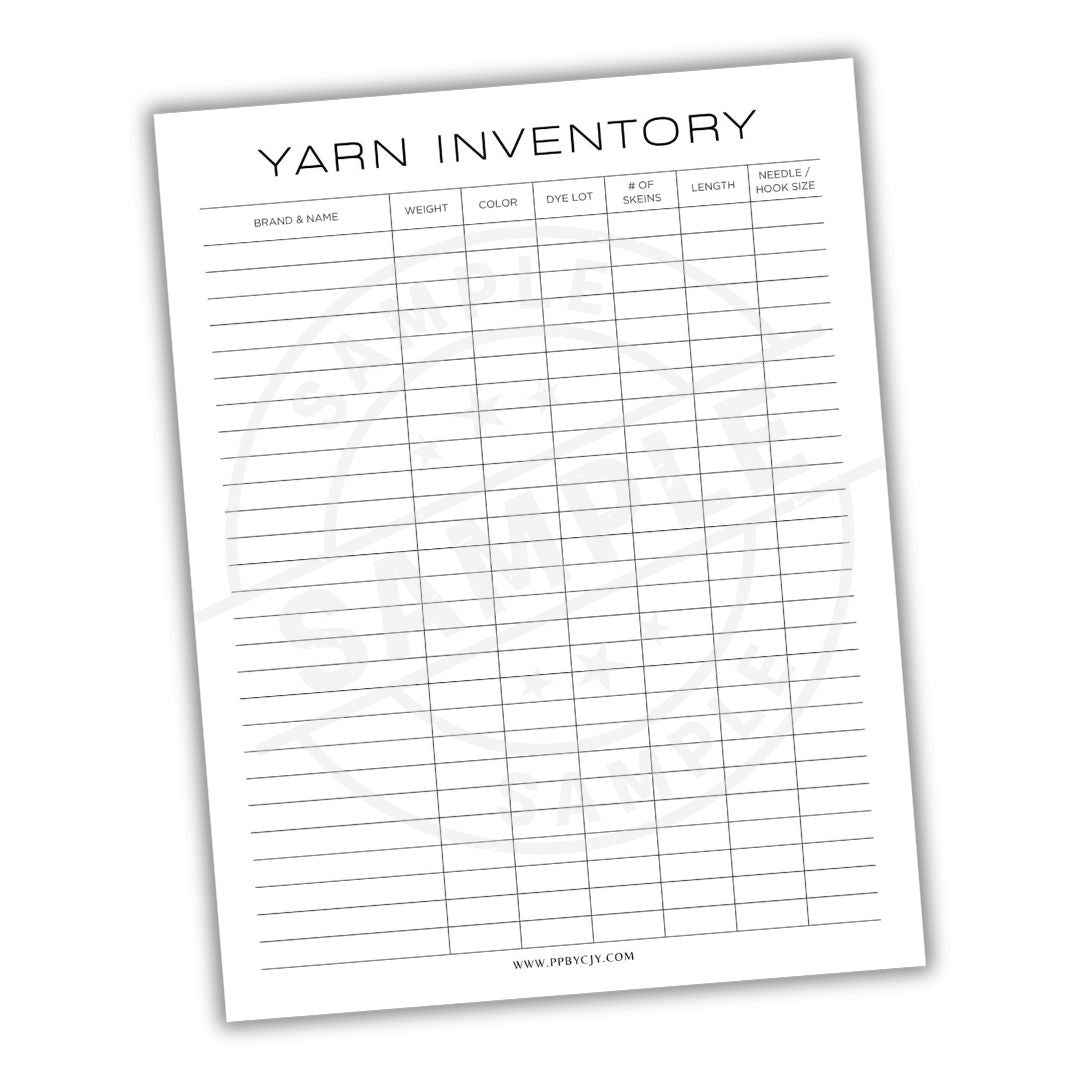 Yarn Stash Inventory Printable PDF | Knitting & Crochet Organizer ...