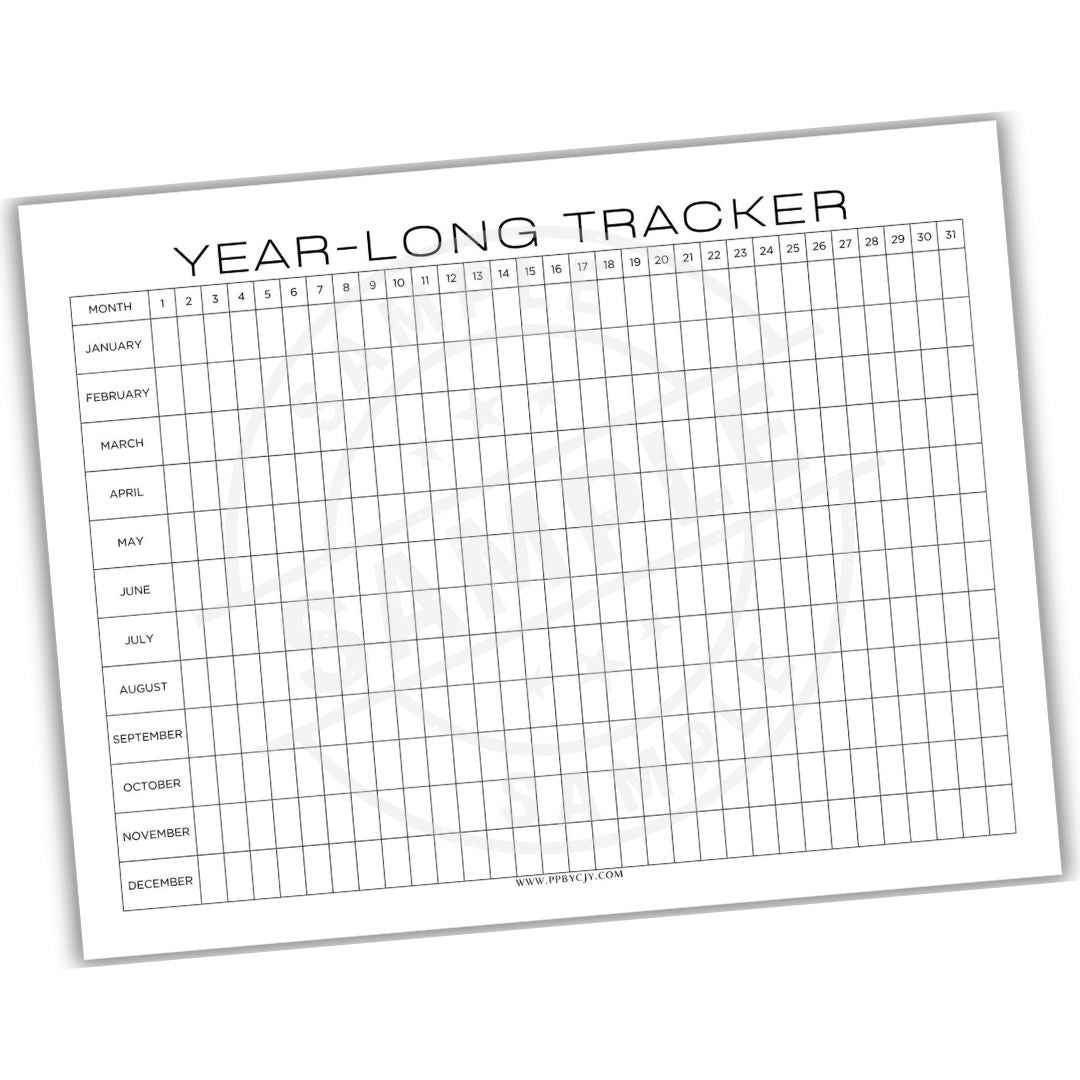 Year-Long Tracker Printable PDF | 12-Month Goal & Habit Log – Printable ...